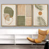 IDEA4WALL Mid Century Modern Boho Organic Tropical Leaf Abstract Framed Canvas 3 Pieces Print ...